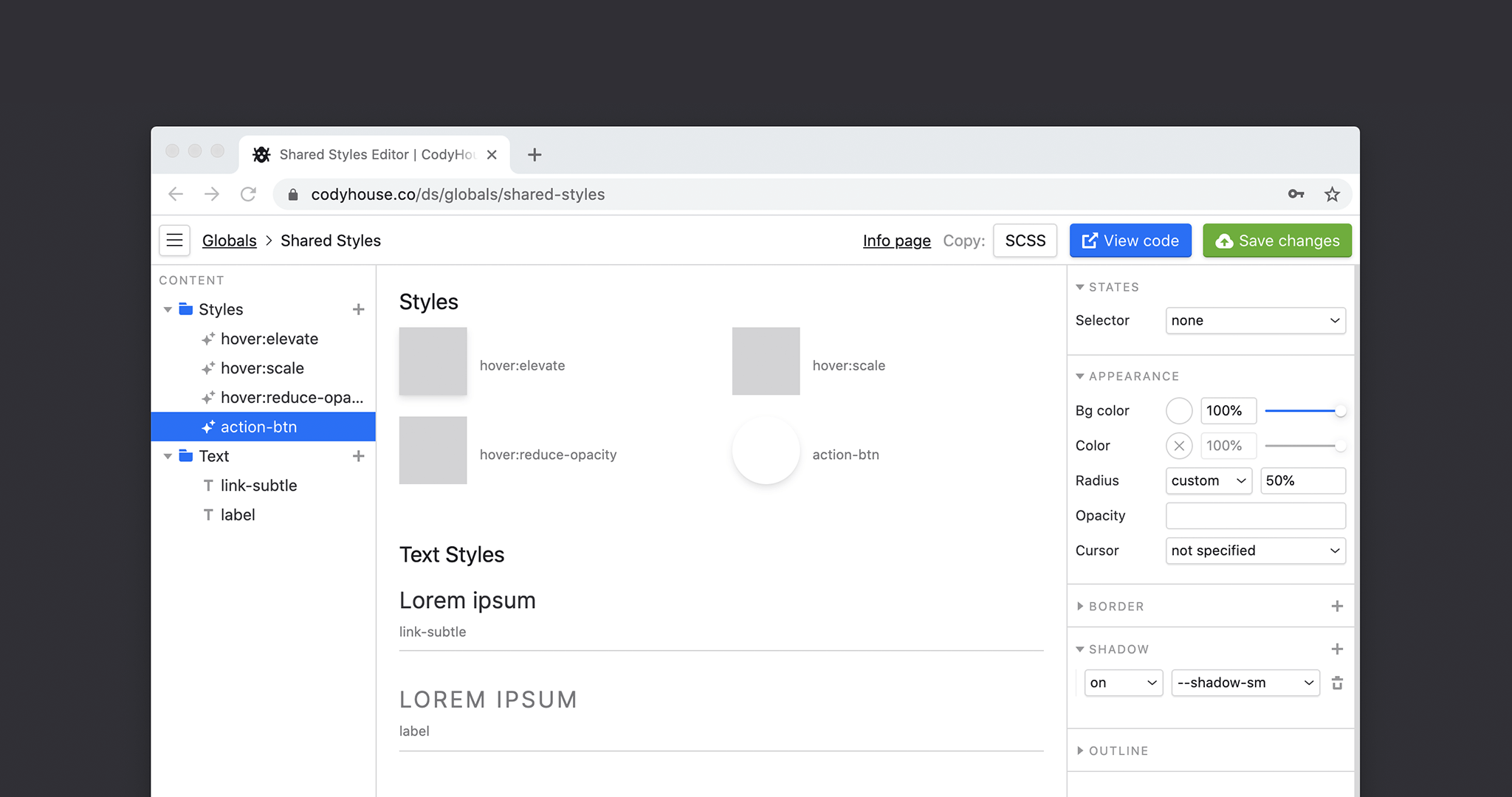 Introducing the Shared Styles editor – Code Zero